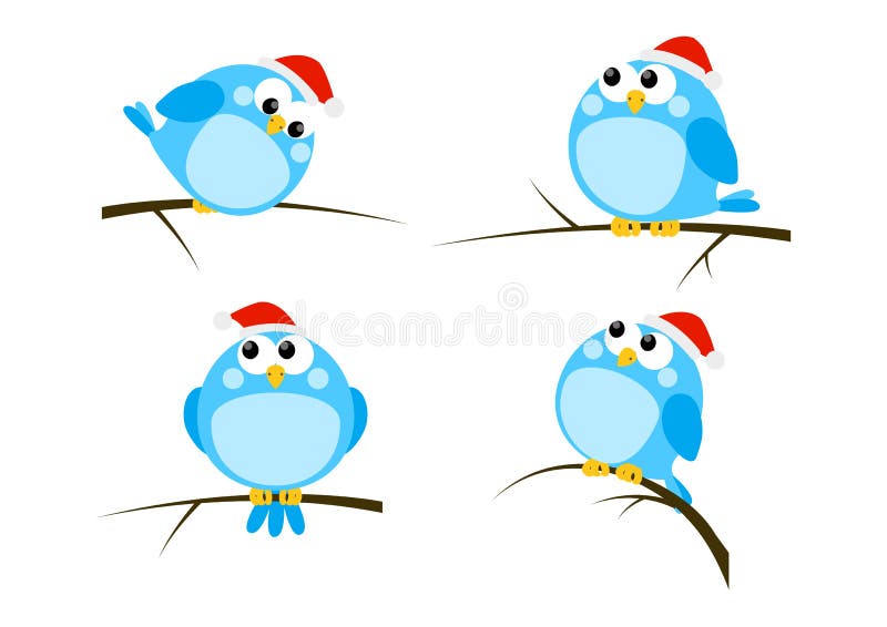 Set of Cartoon Christmas Birds Stock Vector - Illustration of season ...