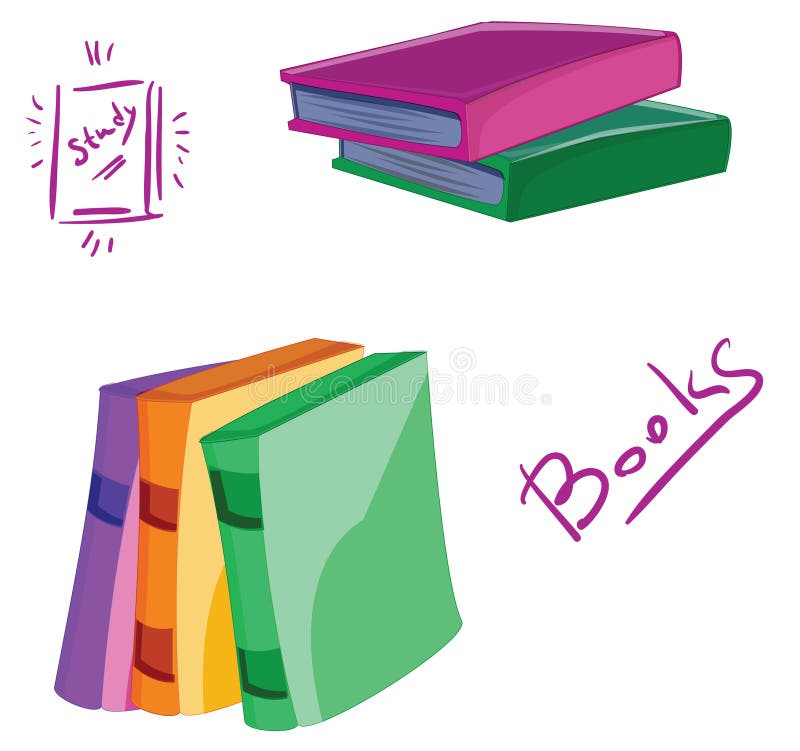 Set of cartoon books stock illustration. Illustration of text - 106654834