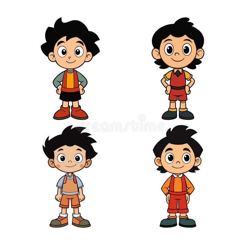 Cartoon Boy Character Variations Design Vector Illustration Stock ...