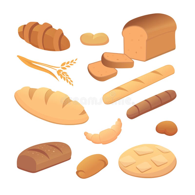 Set of cartoon bread stock vector. Illustration of bread - 71930549