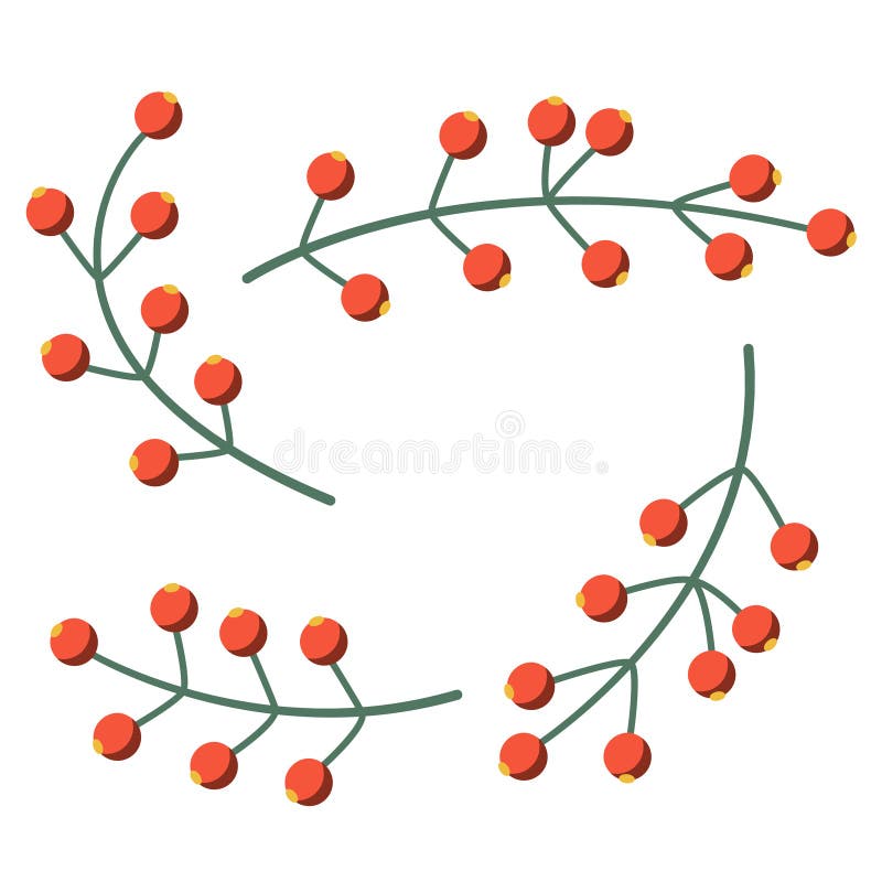 Set of Cartoon Bunch of Folk Red Berries Stock Vector - Illustration of ...