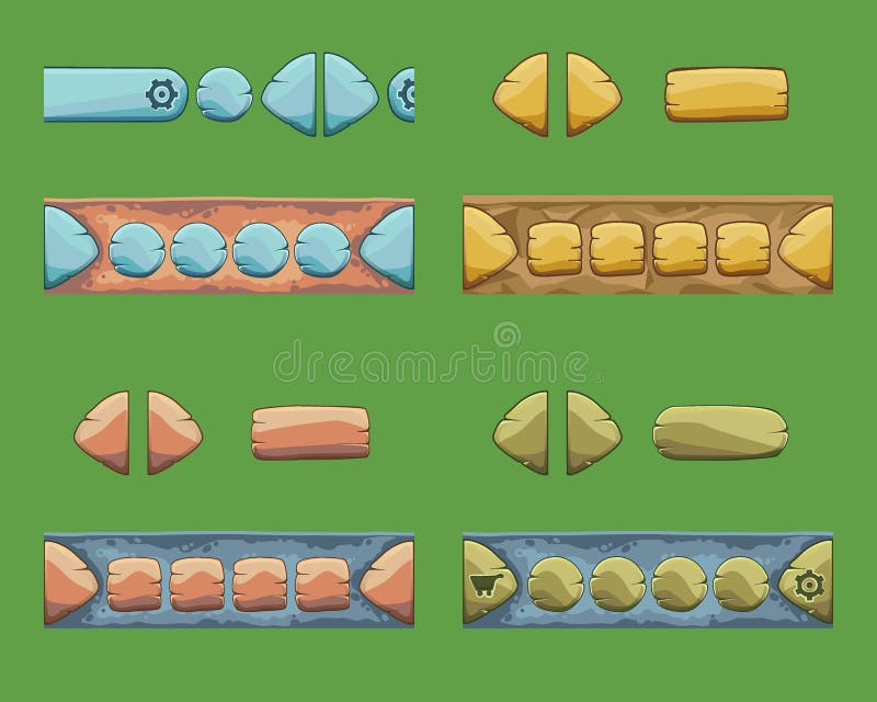 Set of Cartoon Buttons with Different Shapes, Vector Gui Elements Stock ...