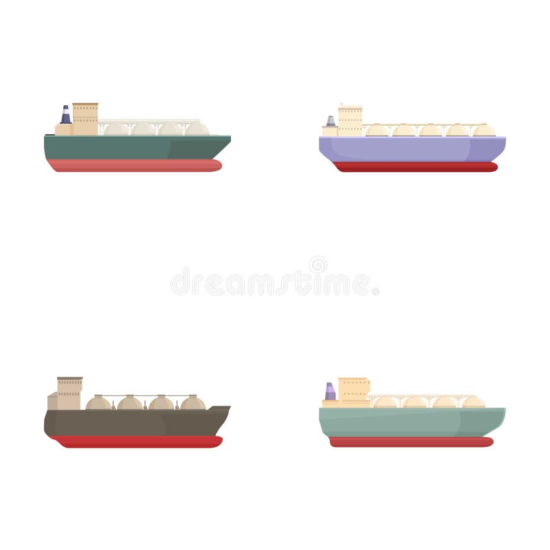 Set of cartoon cargo ships stock illustration. Illustration of bulk ...
