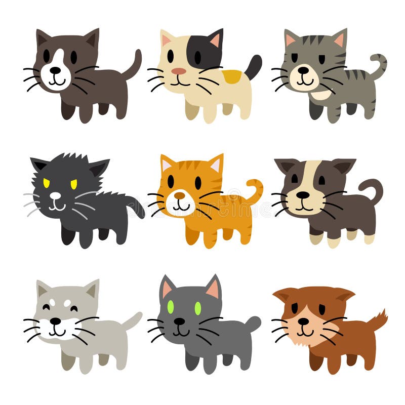 Set of cartoon cats stock vector. Illustration of family - 70127749