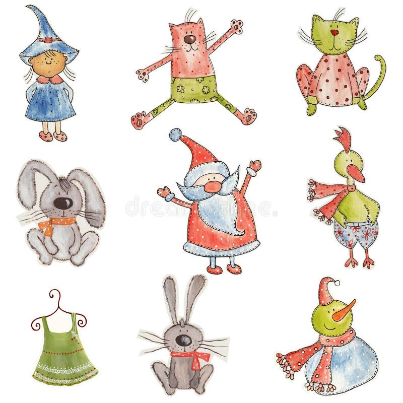 Set of cartoon characters stock illustration. Illustration of ...