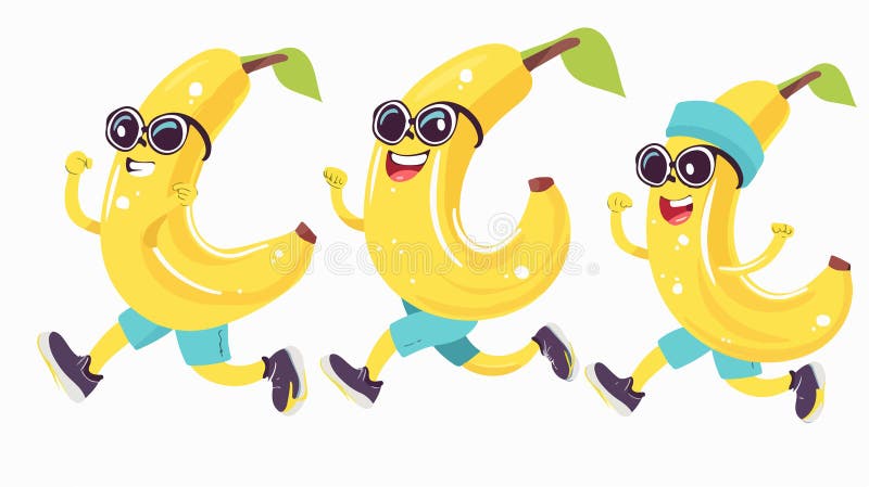 Cute Cartoon Characters Collection with a Banana Stock Vector ...
