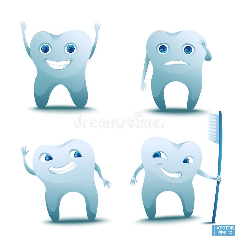 Set of Cartoon Characters Teeth Stock Illustration - Illustration of ...