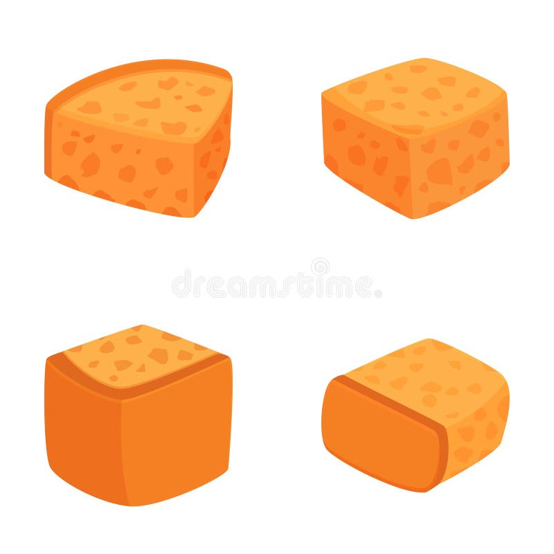 Set of Cartoon Cheese Blocks Isolated on White Stock Vector ...