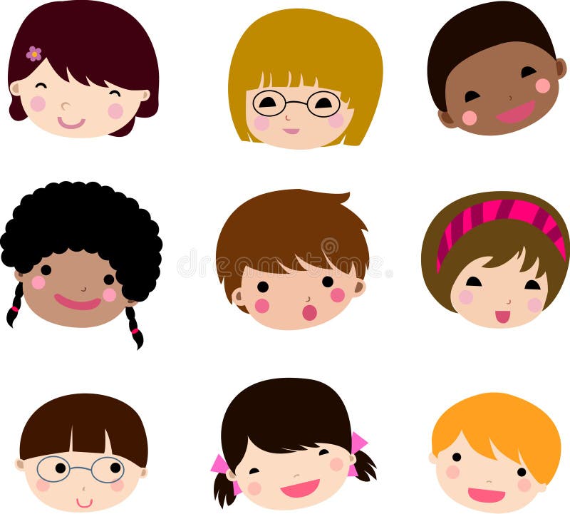 Set of Cartoon Children Face Stock Vector - Illustration of freckle ...