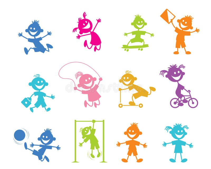Set of cartoon children stock vector. Illustration of happy - 101635291