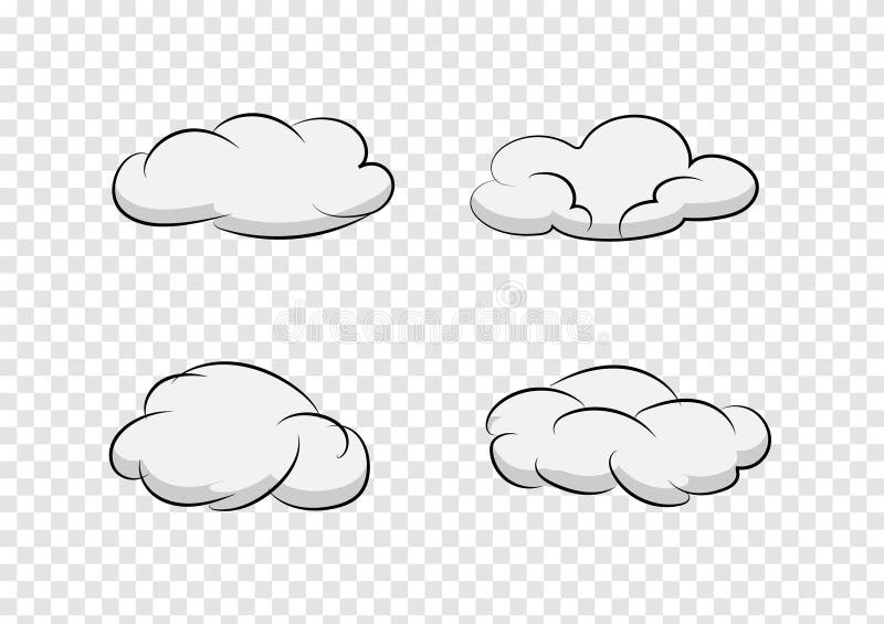 Set of Cartoon Cloud Banner Vector Isolated on Transparency Background ...