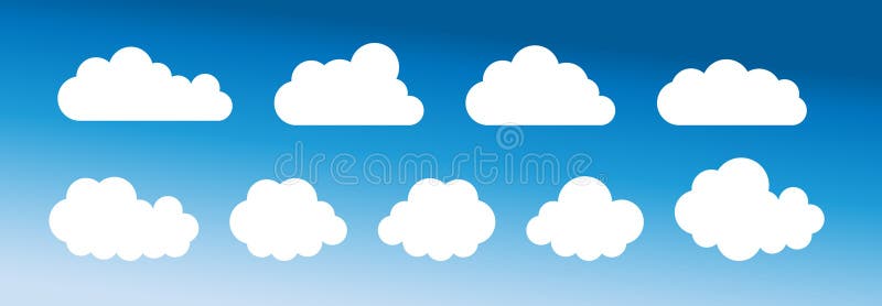 Set of Cartoon Cloud in a Flat Design. White Cloud Stock Vector ...