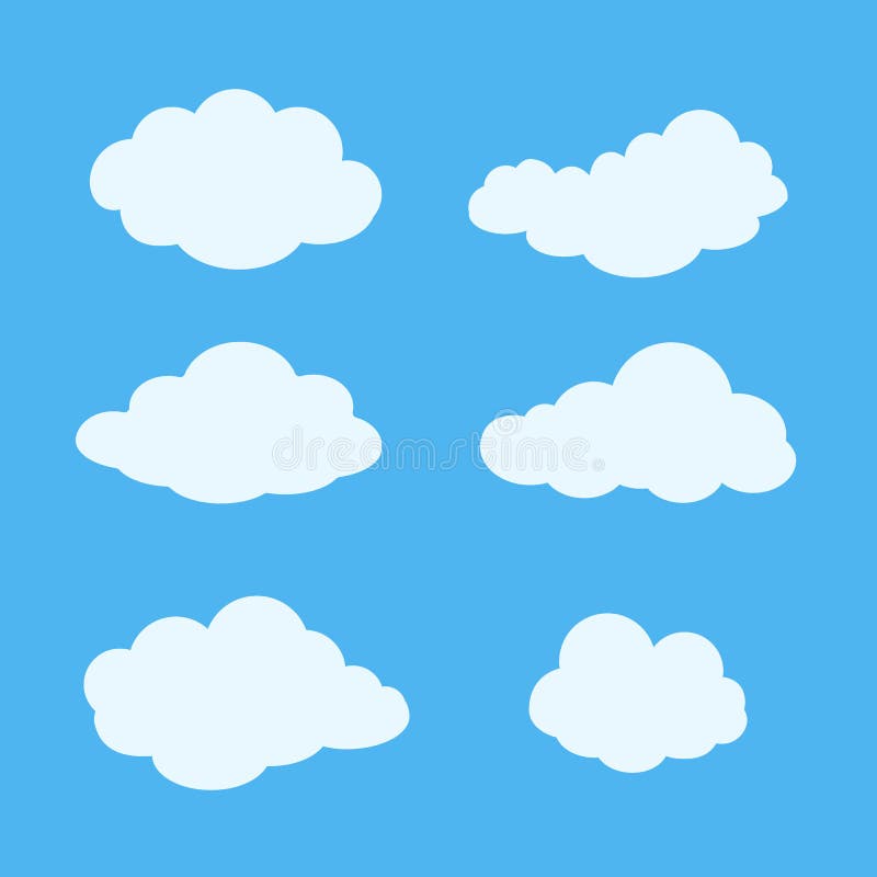 Set of Cartoon Clouds. Abstract White Cloudy. Cloud Icon, Cloud Shape ...