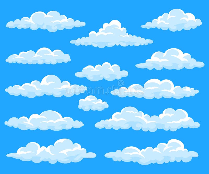 Set of cartoon clouds stock vector. Illustration of weather - 140983587