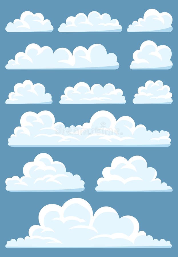 Set of cartoon clouds stock vector. Illustration of collection - 126131314