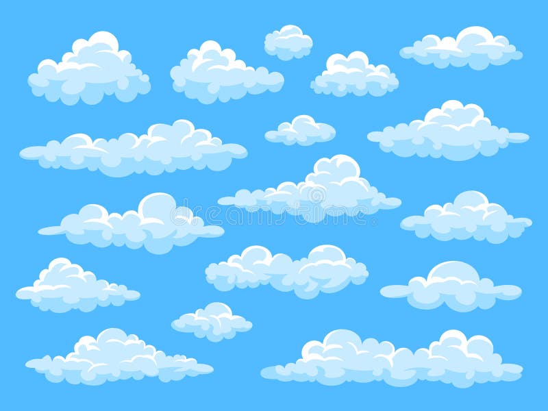 Set of cartoon clouds stock vector. Illustration of sign - 139183156