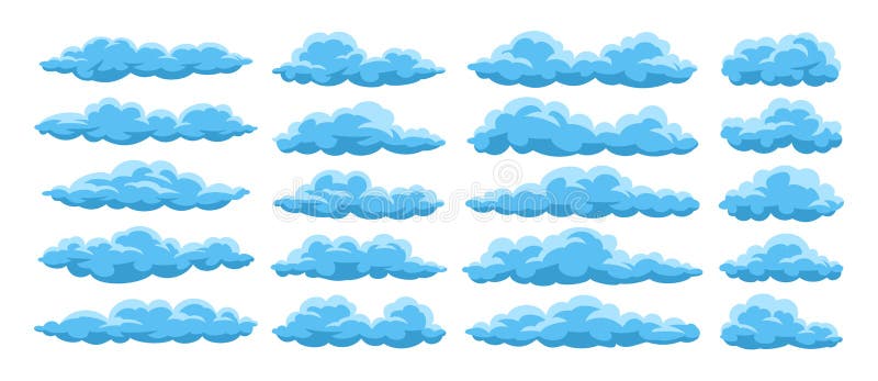 Set of cartoon clouds stock vector. Illustration of graphic - 221866105