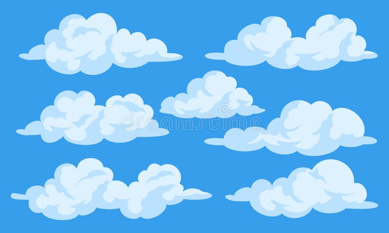 Set of cartoon clouds stock vector. Illustration of simplicity - 201760427