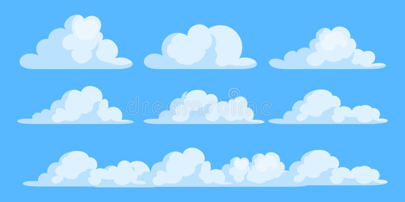 Set of cartoon clouds stock illustration. Illustration of group - 206607389