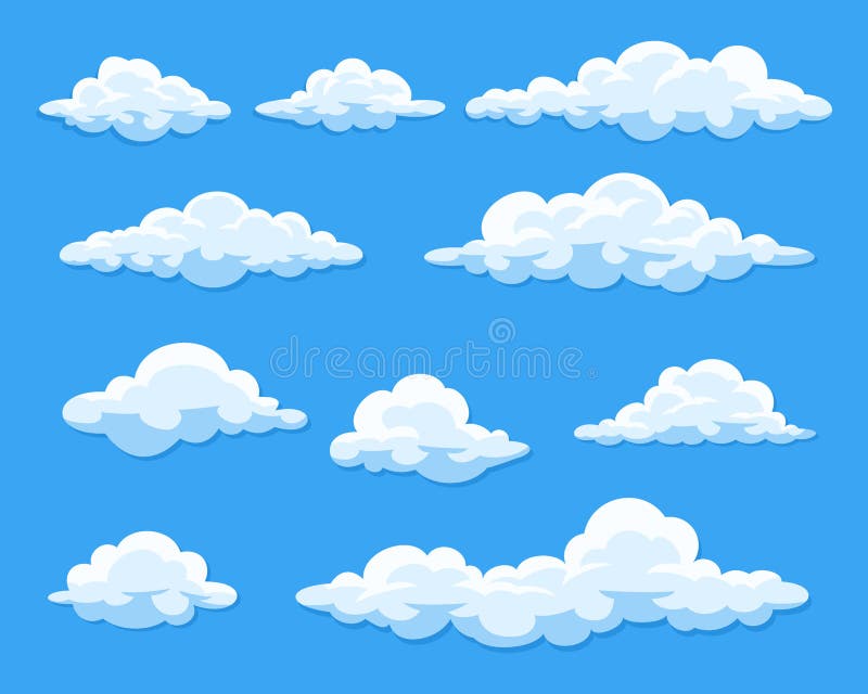 Set of cartoon clouds stock vector. Illustration of cloudscape - 202832607