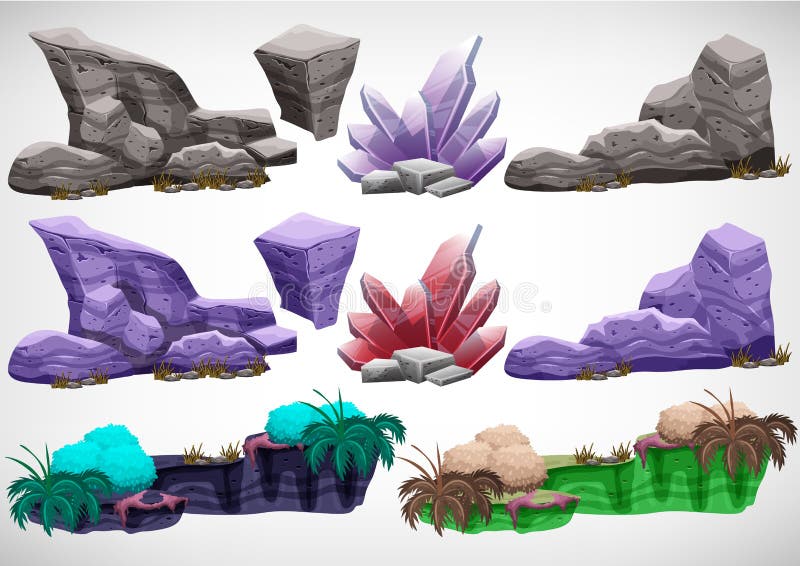 Set of Cartoon Colored Stones for Use in the Game Stock Vector ...