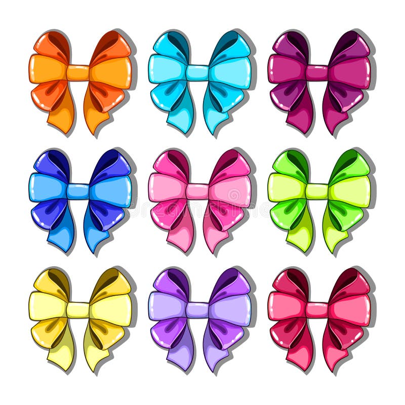 Set with Cartoon Colorful Bows Stock Vector - Illustration of cartoon ...