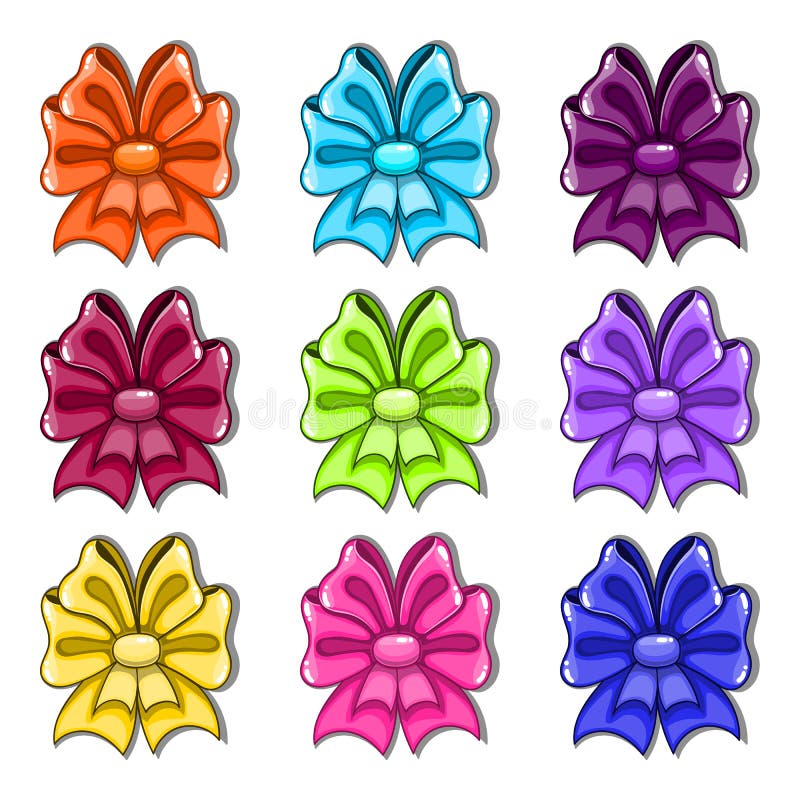 Set with Cartoon Colorful Bows Stock Vector - Illustration of object ...