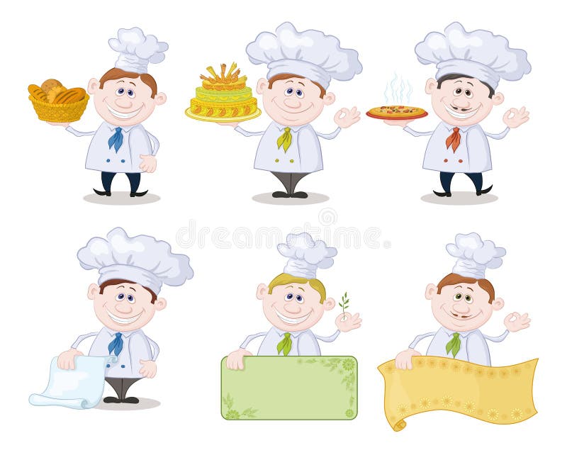 Set of Cartoon Cooks, Chefs Stock Vector - Illustration of culinary ...
