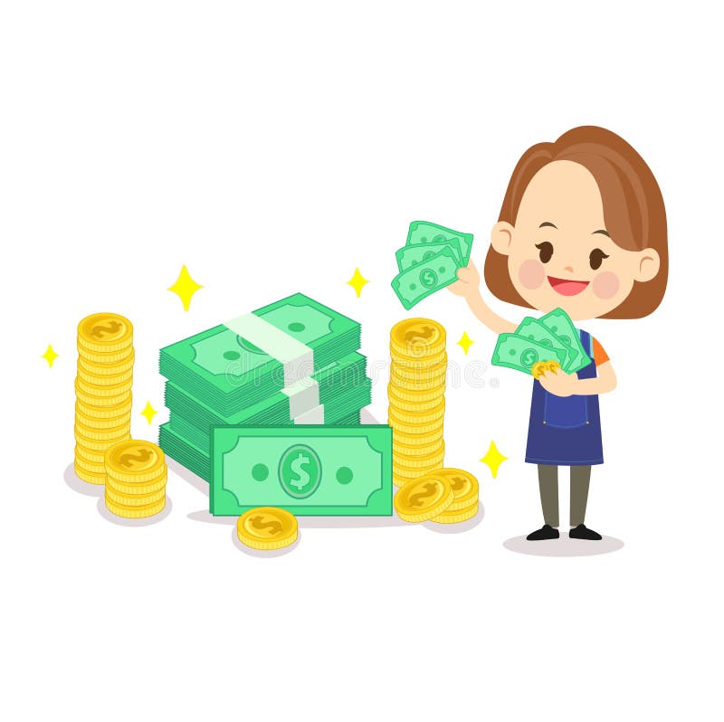 Cartoon Cute Money Character Vector. Stock Vector - Illustration of ...