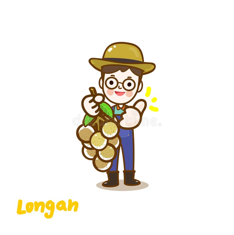Cartoon Longan Thai Fruit Character Vector. Stock Vector - Illustration ...