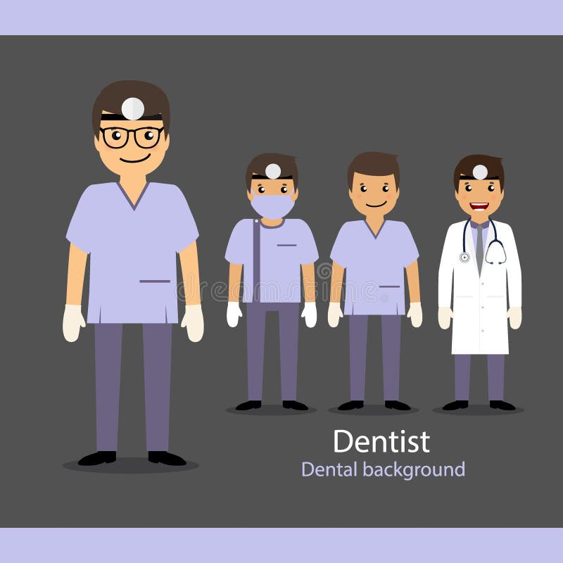 Set of Cartoon Dentist. Vector Illustration Stock Vector - Illustration ...