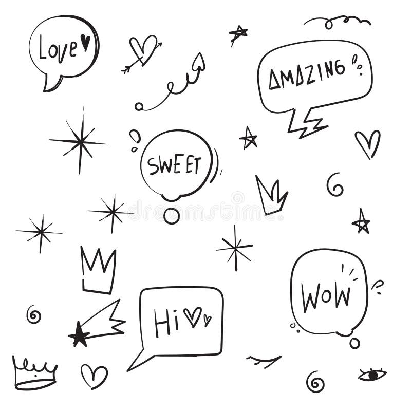 Set of Cartoon Dialogs Cloud with Princess Elements. Set of Think and ...