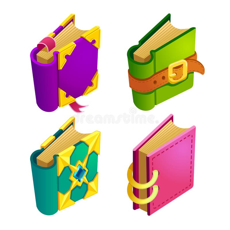 Set of Cartoon Different Color Book Stock Vector - Illustration of sign ...