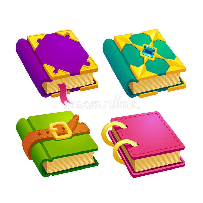 Set of Cartoon Different Color Books Stock Vector - Illustration of ...
