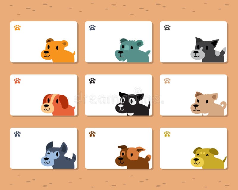 Set of Cartoon Dogs Card Template Stock Vector - Illustration of head ...