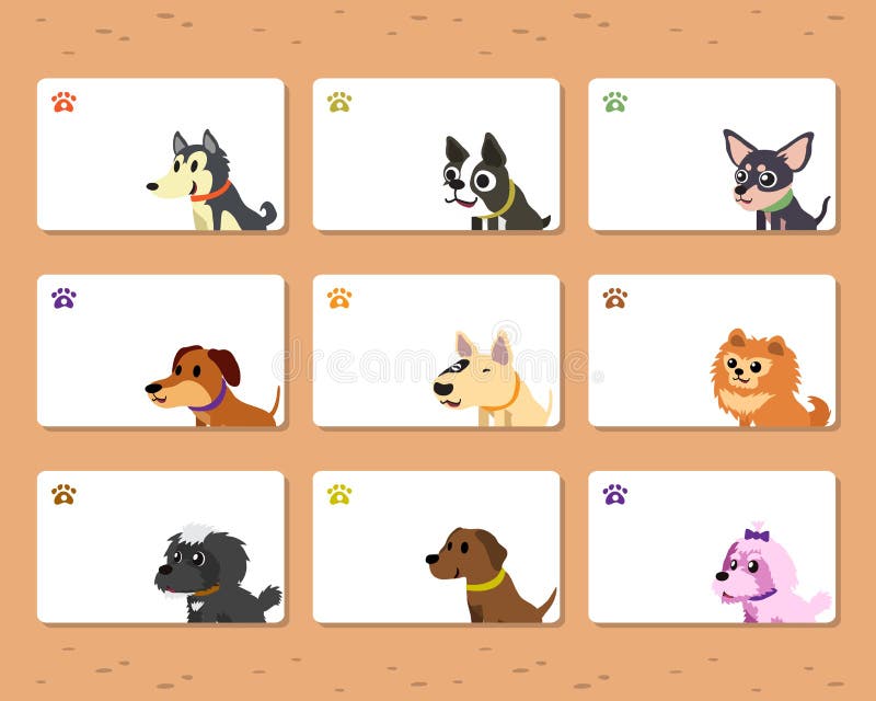 Set of Cartoon Dogs Card Template Stock Vector - Illustration of design ...