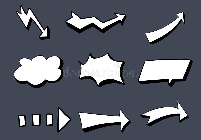 Set of Cartoon Doodle Arrows and Speech Bubbles, Vector Illustration ... Set of Cartoon Doodle Arrows and Speech Bubbles, Vector Illustration ...
