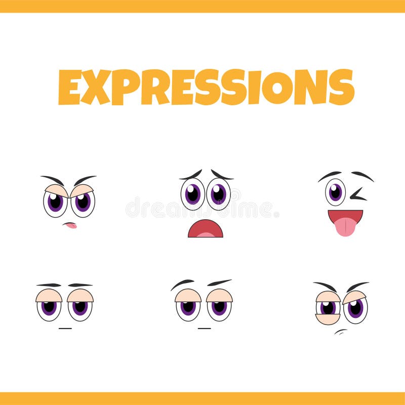 Set of Cartoon Face Expressions. Vector Stock Vector - Illustration of ...