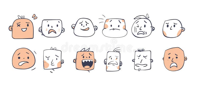 Set of Cartoon Faces. Expressive Eyes and Mouth Comic Emotions Stock ...