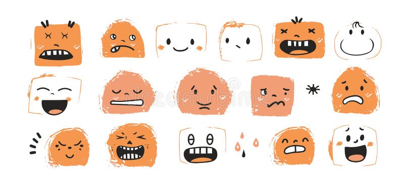 Set of Cartoon Faces. Expressive Eyes and Mouth Comic Emotions Stock ...
