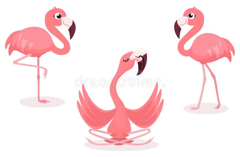 Two Cartoon Flamingos on a Blue Background Stock Vector - Illustration ...