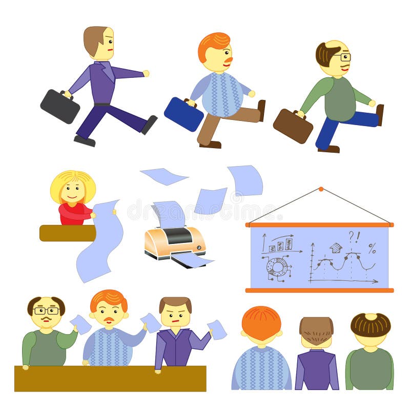 Set of Cartoon Funny Office People Illustration. Ðžffice Cartoon Stock ...