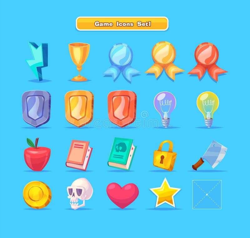 Set of Cartoon Buttons for Casual Games. Graphic User Interface, Vector ...