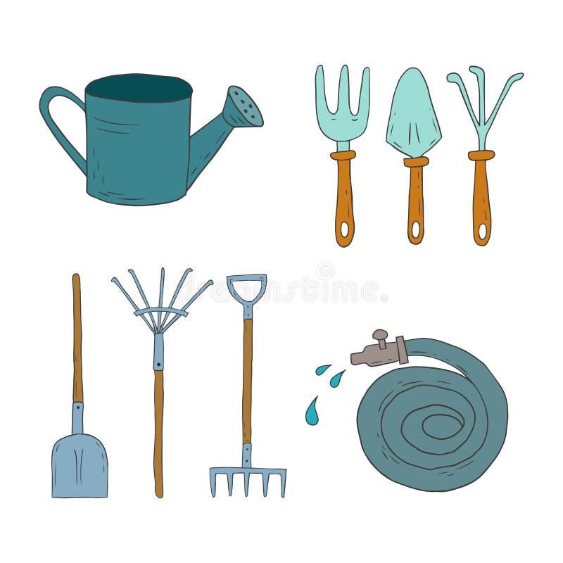 Set of Cartoon Gardening Items a White Background Stock Vector ...
