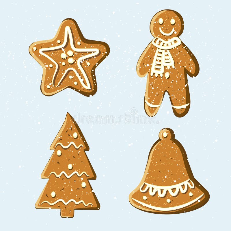 Set of Cartoon Ginger Breads. Gingerbread Man, Star,bell and Christmas ...
