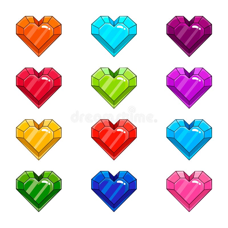 Set with cartoon hearts stock illustration. Illustration of decorative ...