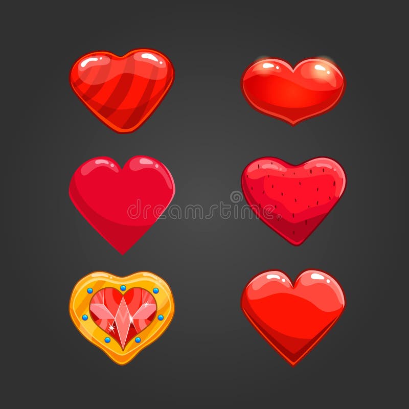 Set with cartoon hearts stock illustration. Illustration of decorative ...