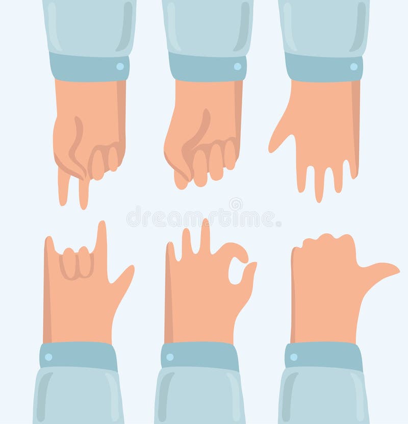 Set of Cartoon Illustration Six Hands Gesture Stock Vector ...