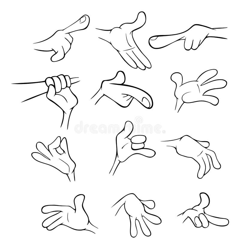 Set of Cartoon Illustrations. Hands with Different Gestures for You ...