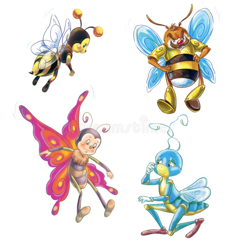 Set of cartoon insects stock illustration. Illustration of group ...
